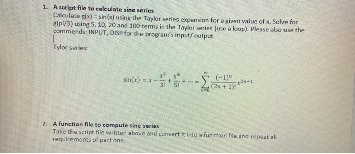 Solved 1 A Script File To Calculate Sine Series Calculate 6736