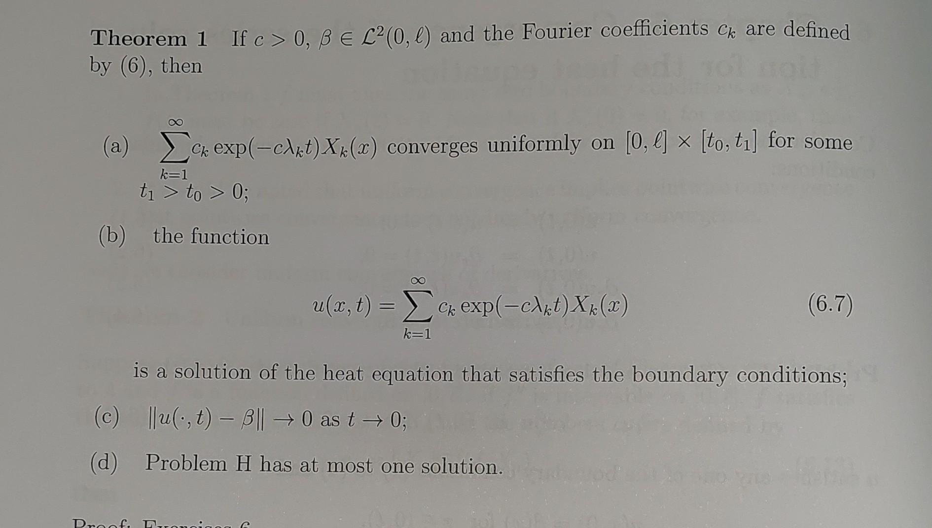 Solved Theorem 1 If c>0,β∈L2(0,ℓ) and the Fourier | Chegg.com