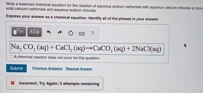 Solved Write a balanced chemical equation for the reaction | Chegg.com
