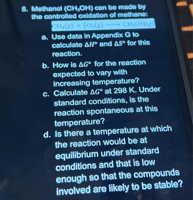 Solved a. Use data in Appendix G to calculate ΔH∘ and ΔS∘ | Chegg.com