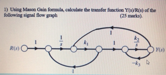 Solved 1) Using Mason Gain formula, calculate the transfer | Chegg.com