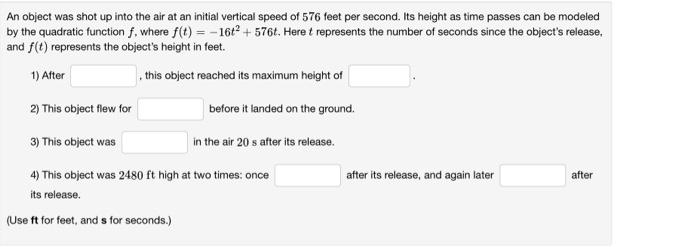 Solved An object was shot up into the air at an initial | Chegg.com