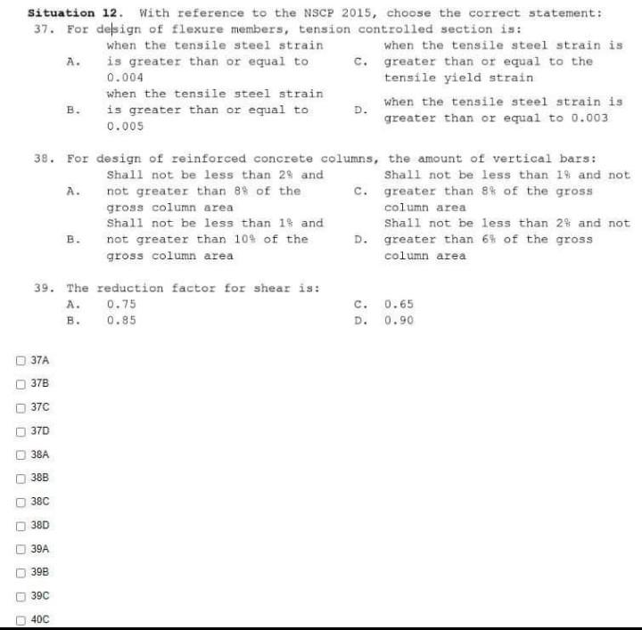 Solved Situation 12. With reference to the NSCP 2015, choose | Chegg.com