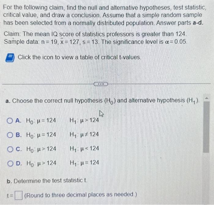 Solved For the following claim, find the null and | Chegg.com