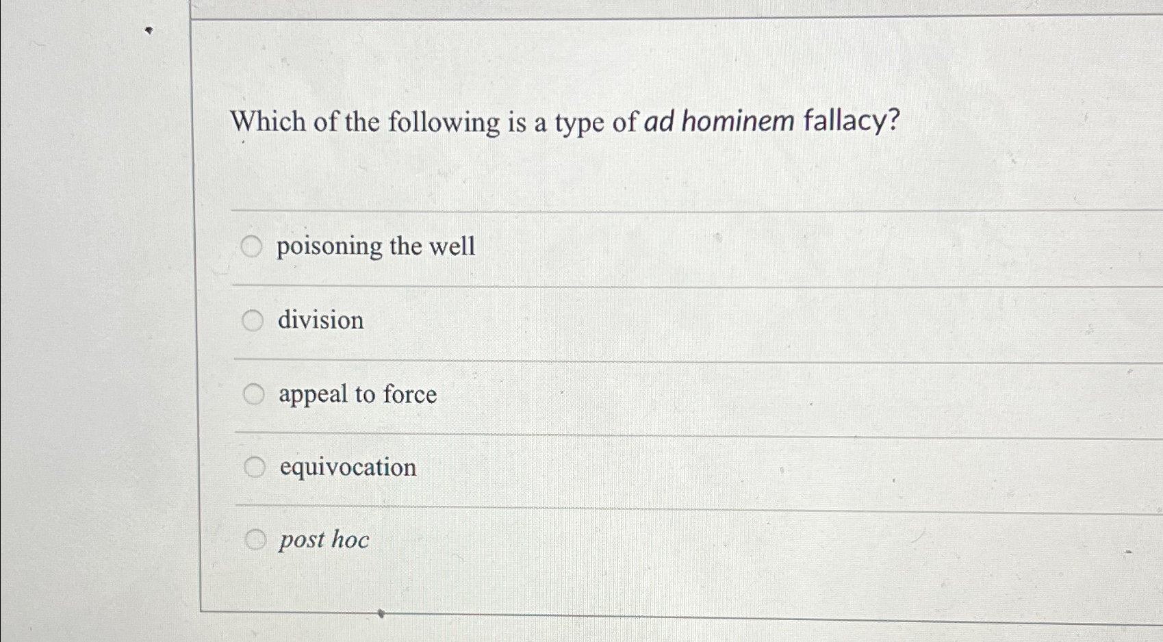 Solved Which of the following is a type of ad hominem | Chegg.com