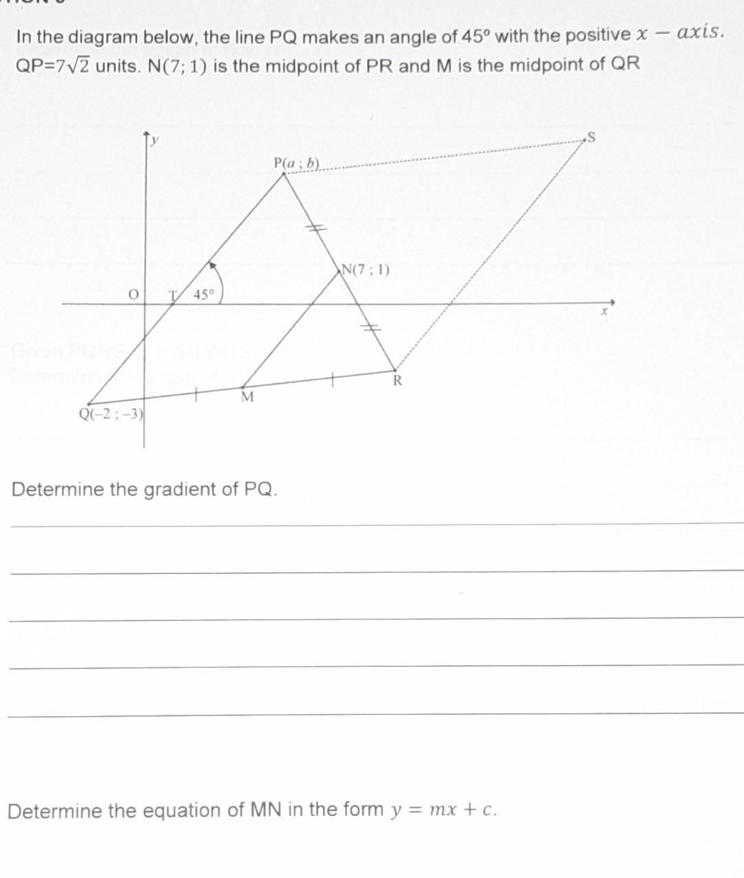 Solved In the diagram below, the line PQ makes an angle of | Chegg.com