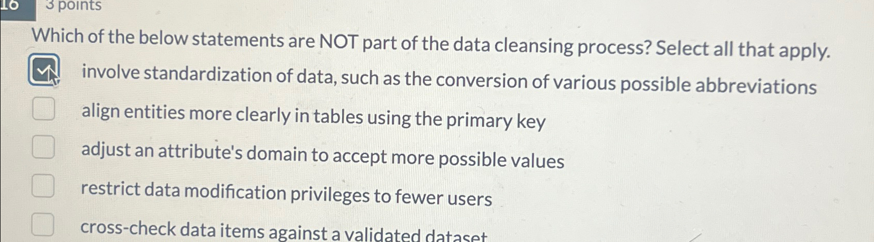 Solved 3 ﻿pointsWhich of the below statements are NOT part | Chegg.com