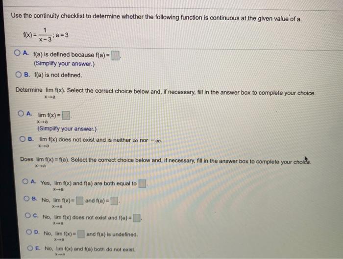 Solved Use the continuity checklist to determine whether the | Chegg.com