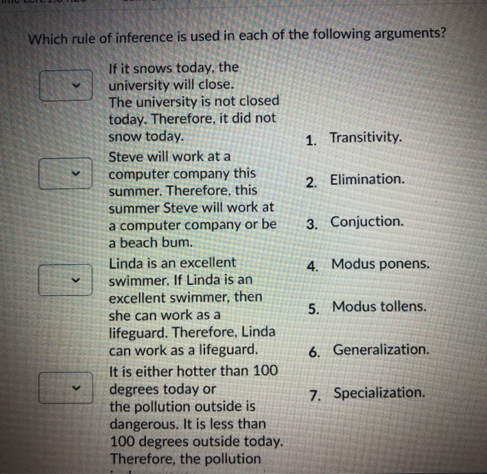 Solved Which rule of inference is used in each of the | Chegg.com