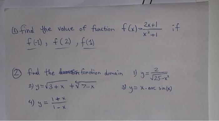Solved find the value of functions and find the function | Chegg.com