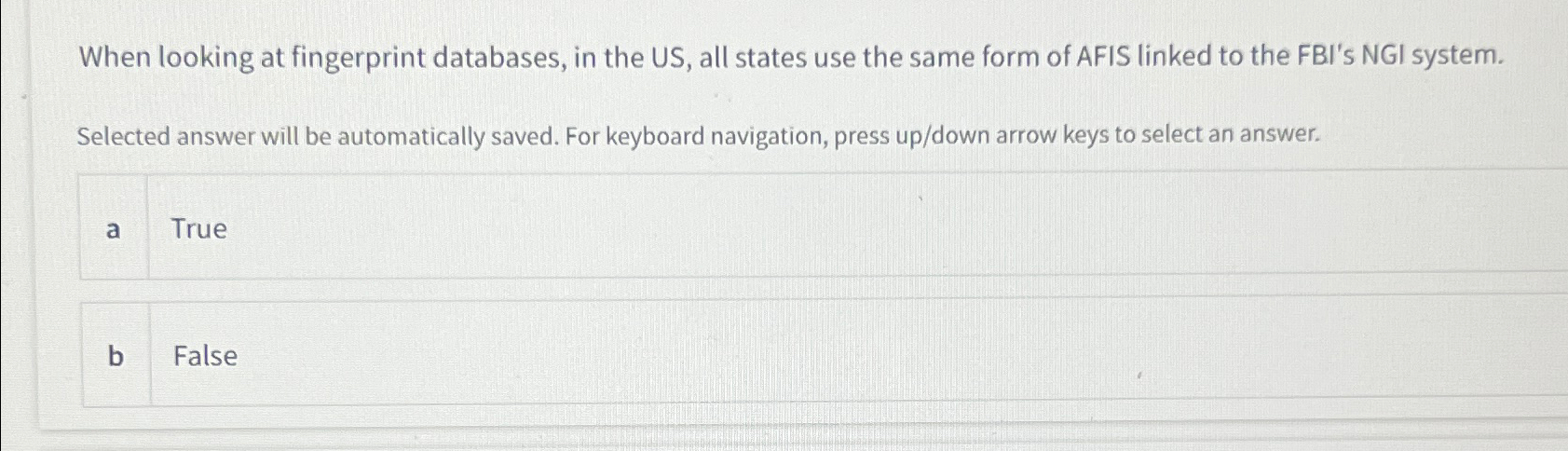 Solved When looking at fingerprint databases, in the US, | Chegg.com