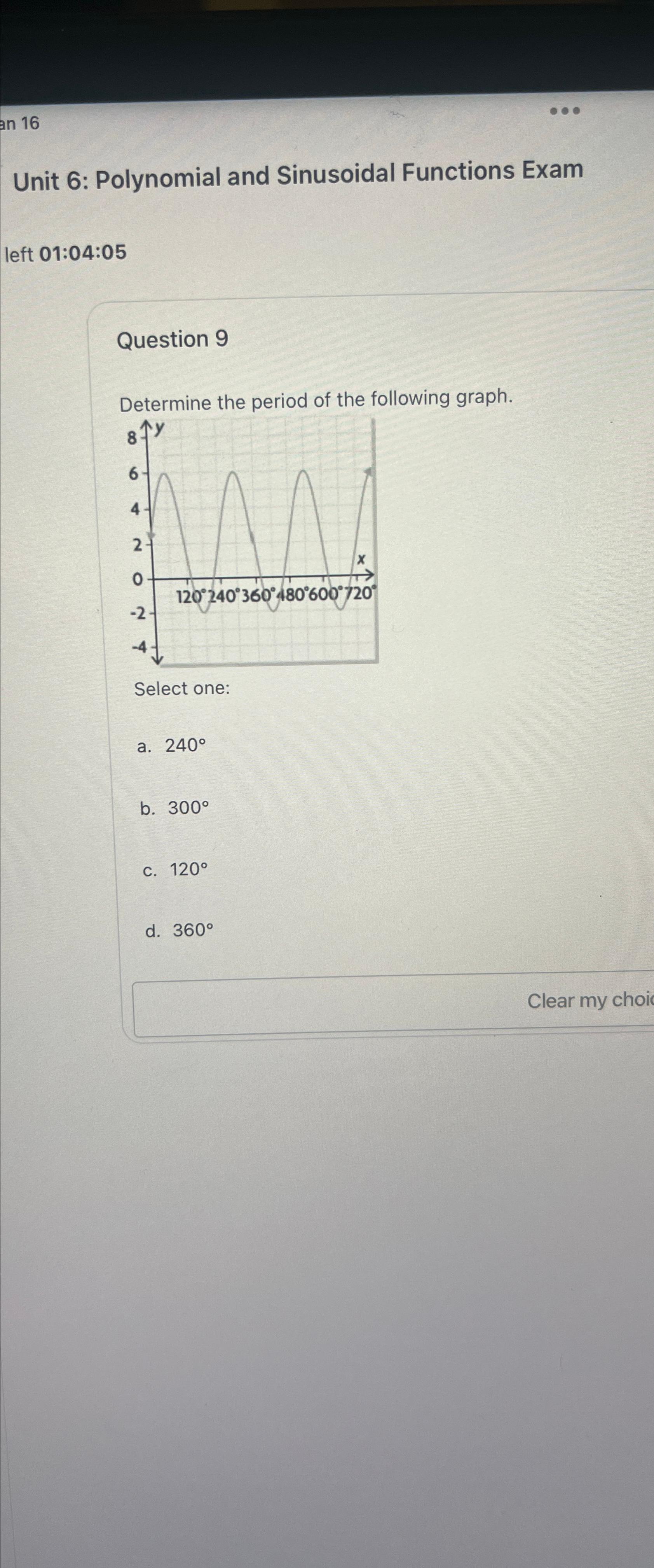 Solved Unit 6: Polynomial and Sinusoidal Functions Exam left | Chegg.com