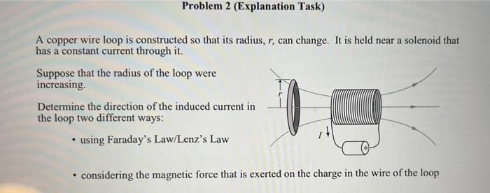 Solved Problem 2 (Explanation Task) A copper wire loop is | Chegg.com
