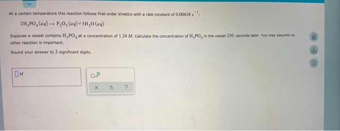 Solved At A Certain Temperature This Reaction Follows
