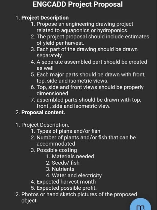 ENGCADD Project Proposal 1. Project Description 1. | Chegg.com
