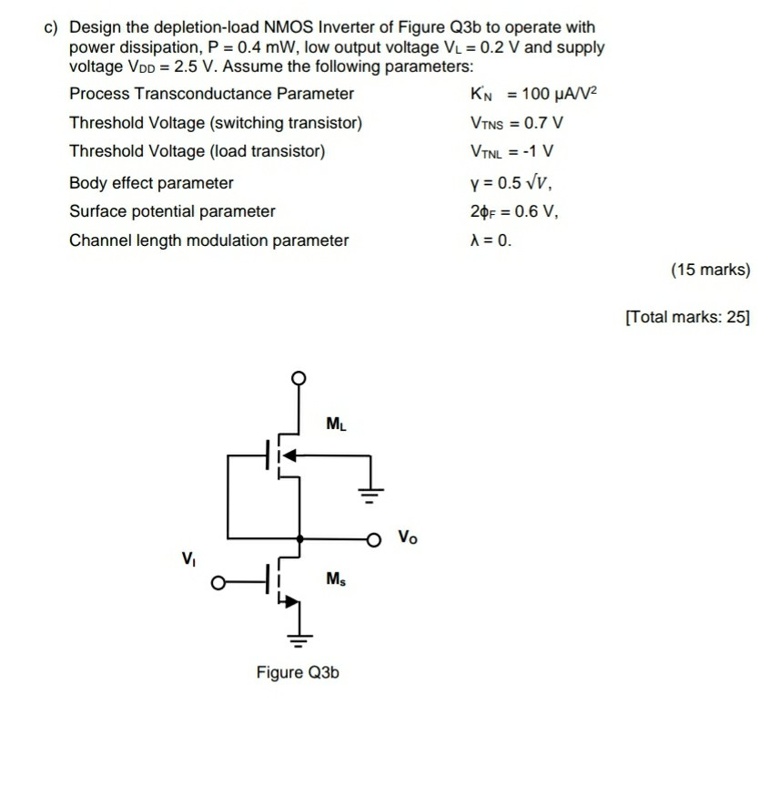 Solved Question 3 a) Design the resistive load based NMOS | Chegg.com