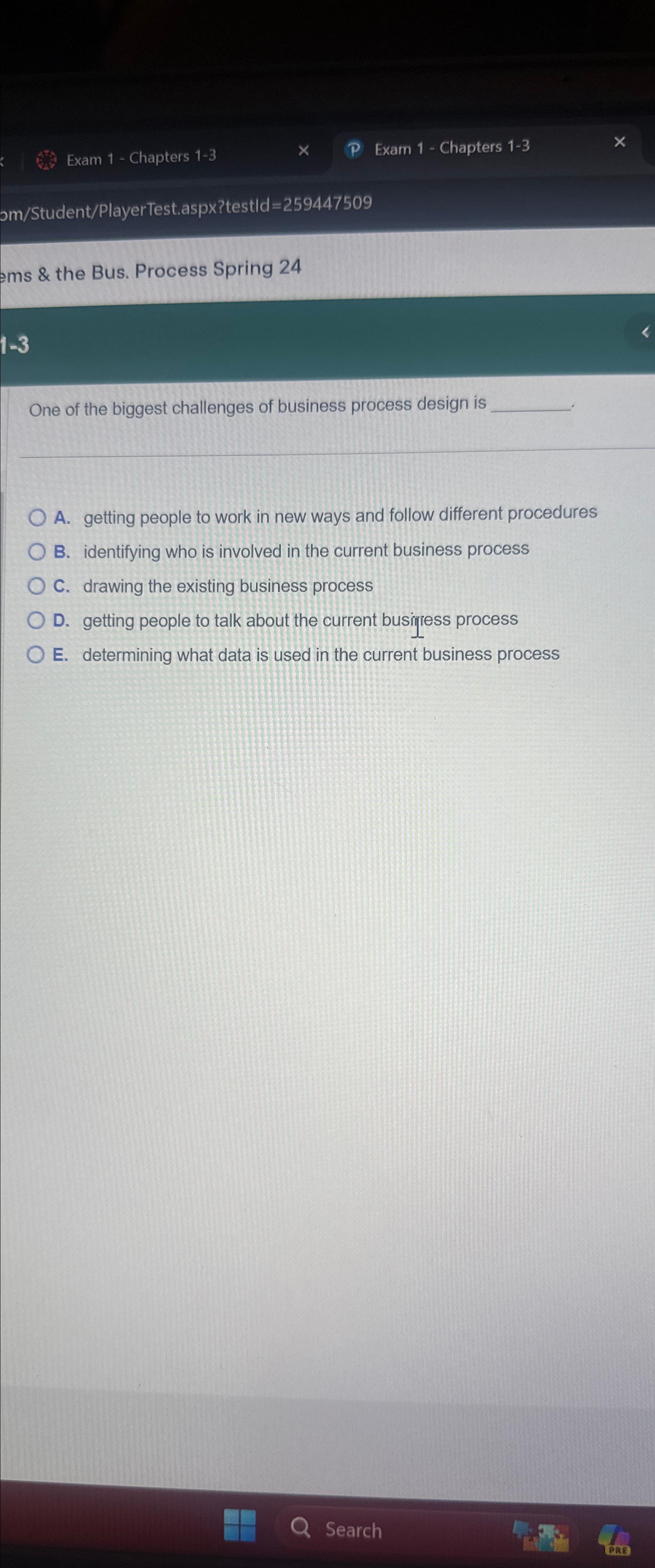 Solved Exam 1 - ﻿Chapters 1-3Exam 1 - ﻿Chapters | Chegg.com
