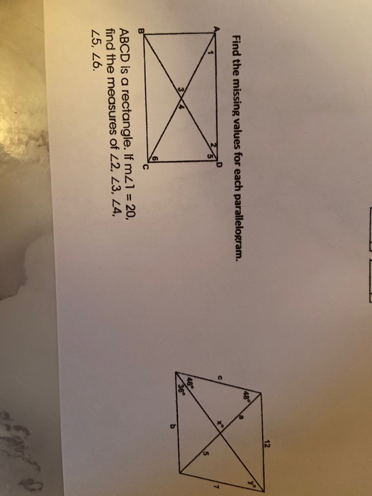 Solved 12 48° Find the missing values for each | Chegg.com