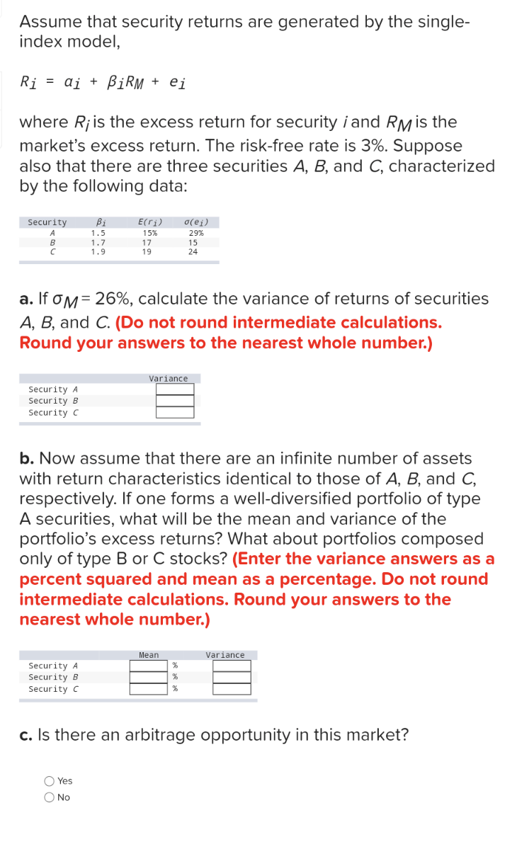Solved Assume that security returns are generated by the | Chegg.com