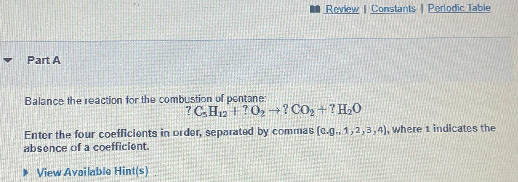Solved Review I Constants I Periodic TablePart ABalance the | Chegg.com