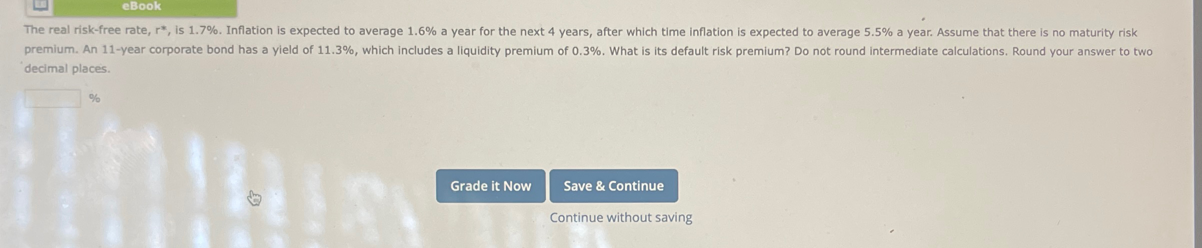 Solved eBook decimal places.%Continue without saving | Chegg.com