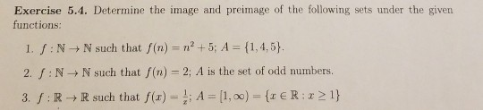 Solved Exercise 5.4. Determine the image and preimage of the | Chegg.com