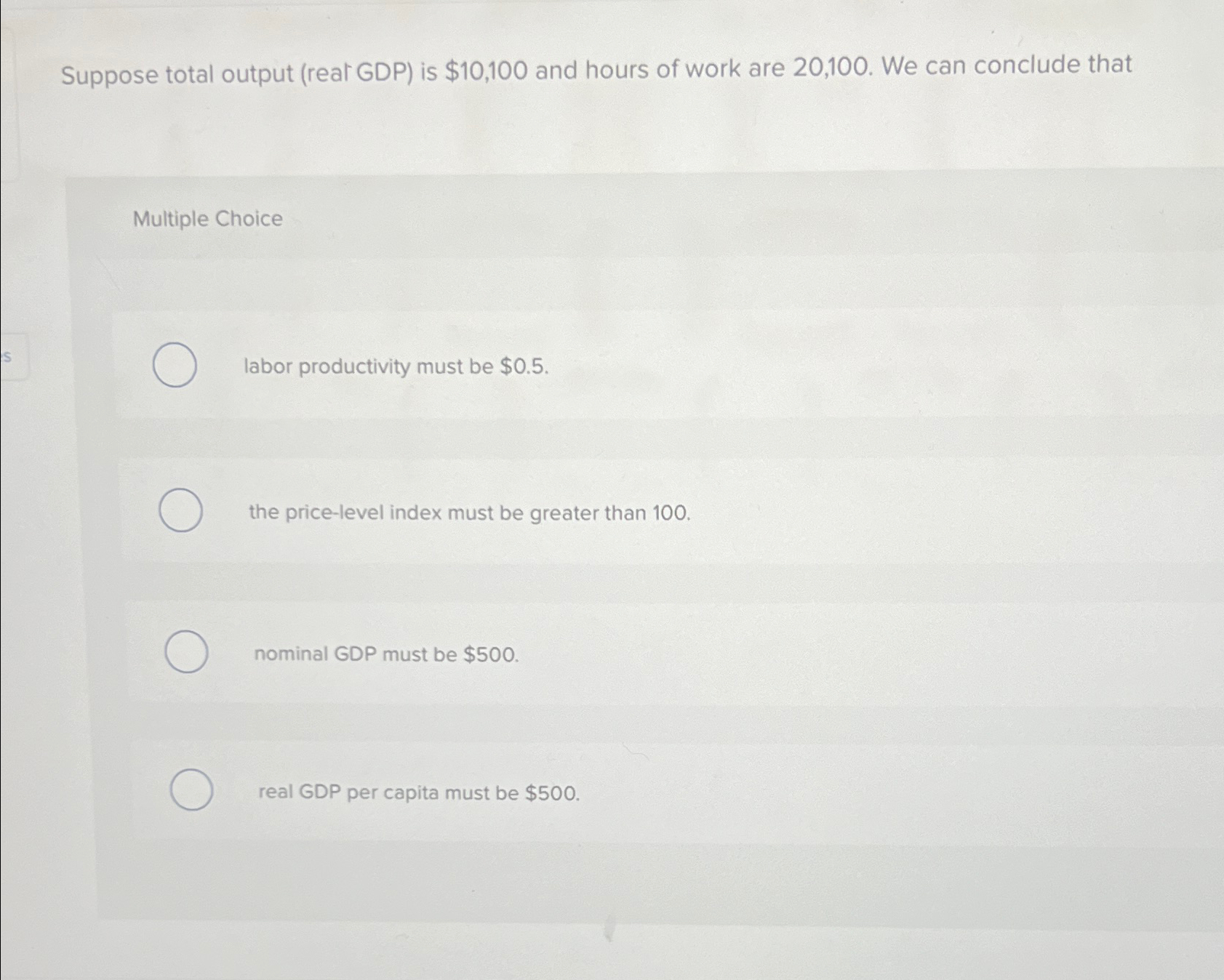 Solved Suppose total output (real GDP) ﻿is $10,100 ﻿and | Chegg.com