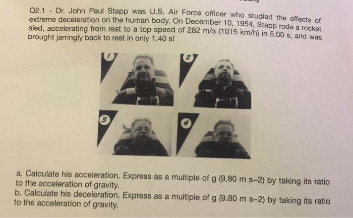 Solved Q2.1 - Dr. John Paul Stapp was U.S. Air Force officer | Chegg.com