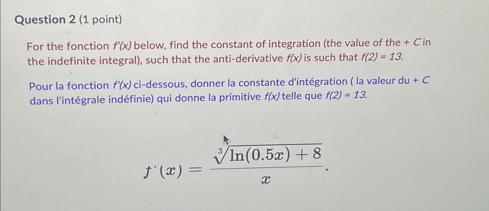 Solved Question 2 (1 ﻿point)For the fonction f'(x) ﻿below, | Chegg.com