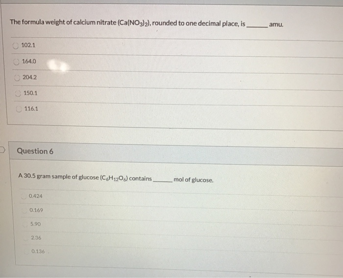 Solved The formula weight of calcium nitrate (Ca(NO3)2), | Chegg.com