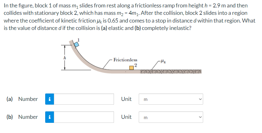 Solved In the figure, block 1 ﻿of mass m1 ﻿slides from rest | Chegg.com