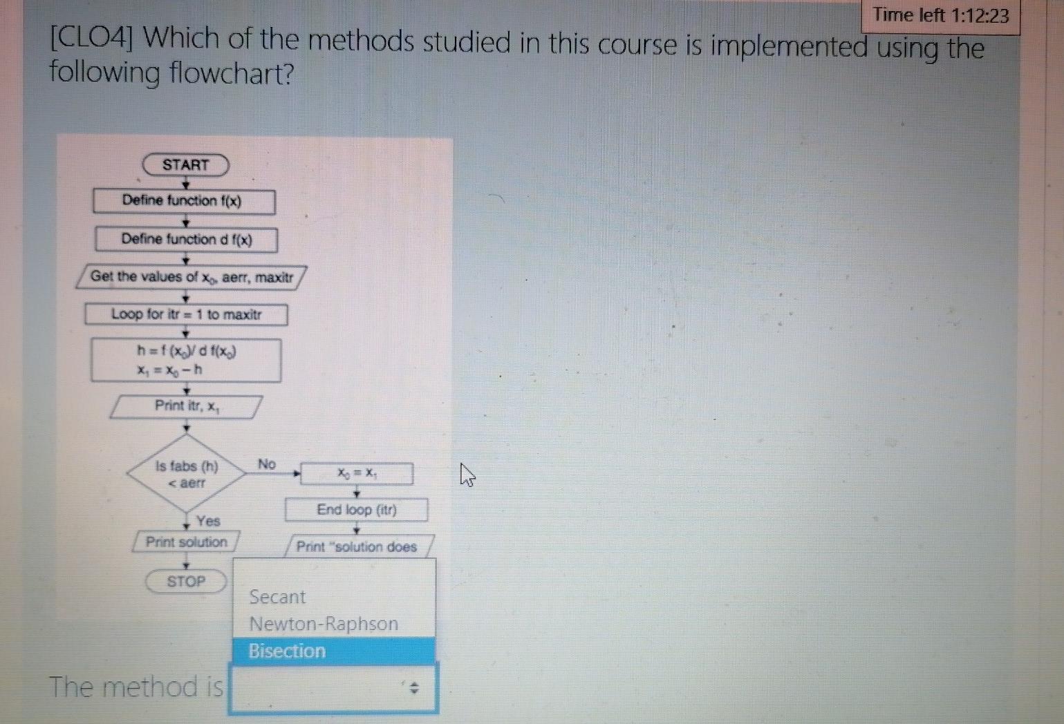 Solved Time left 1:12:23 [CLO41 Which of the methods studied | Chegg.com