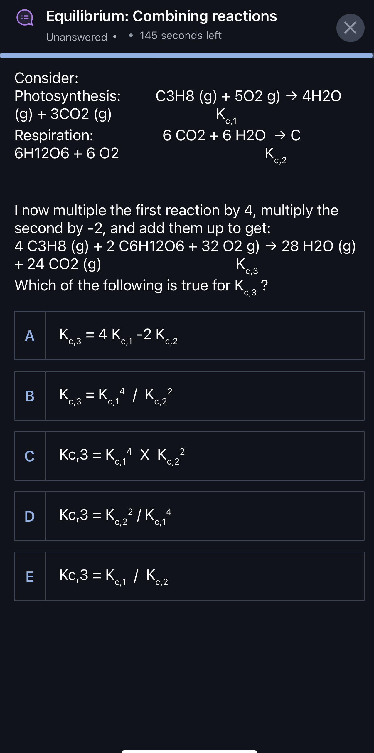 Solved () ﻿Equilibrium: Combining reactionsUnanswered * 145 | Chegg.com