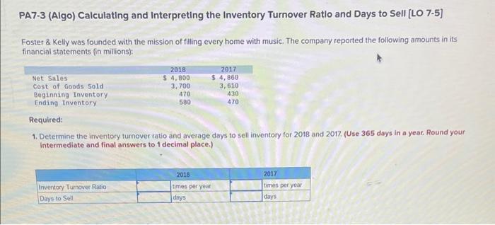 Solved PA7-3 (Algo) Calculating and Interpreting the | Chegg.com