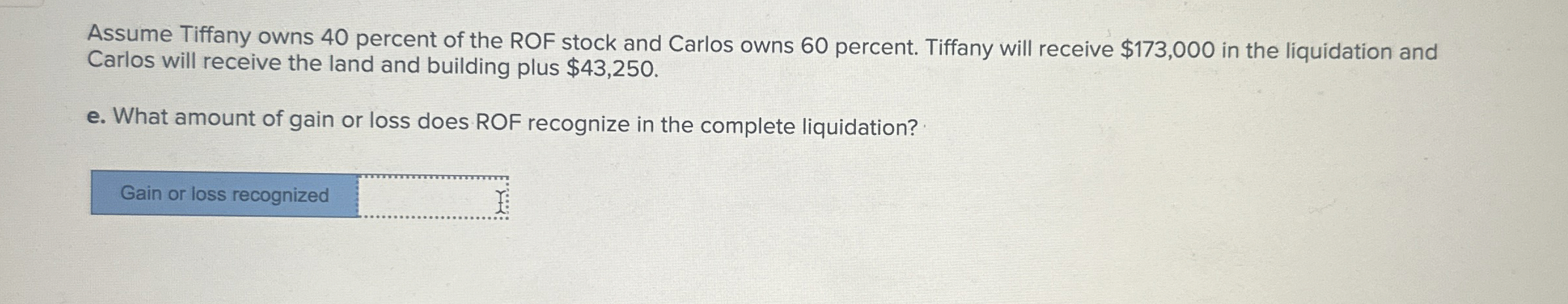 Solved Assume Tiffany owns 40 ﻿percent of the ROF stock and | Chegg.com