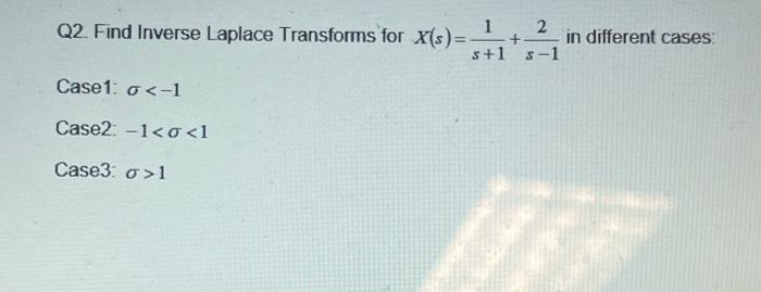 Solved Q2. Find Inverse Laplace Transforms for | Chegg.com