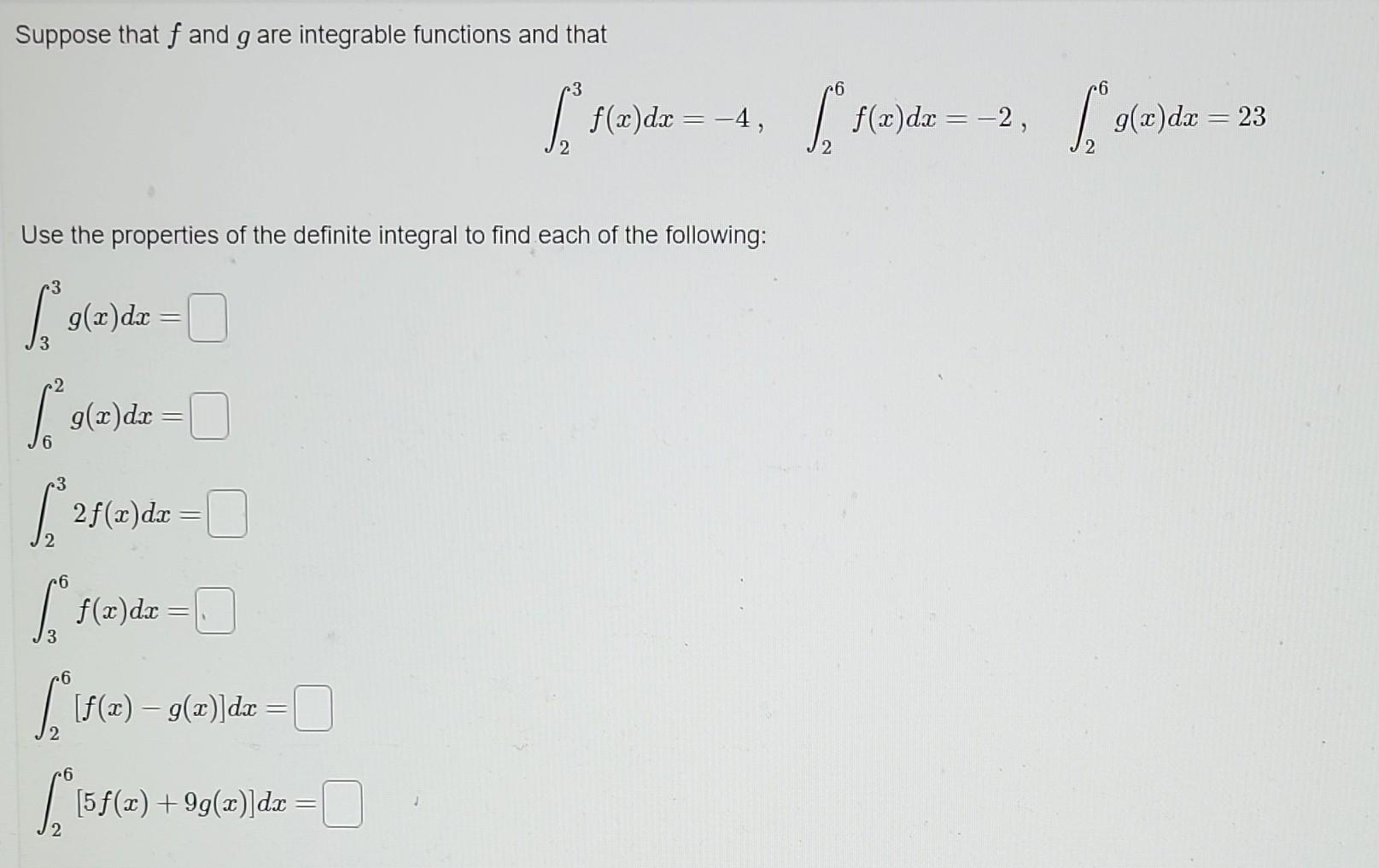 Solved Suppose that f and g are integrable functions and | Chegg.com
