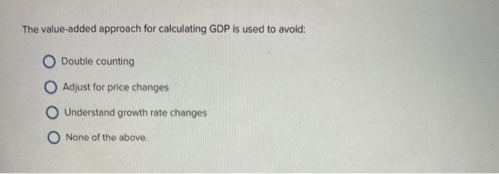 Solved The value-added approach for calculating GDP is used | Chegg.com