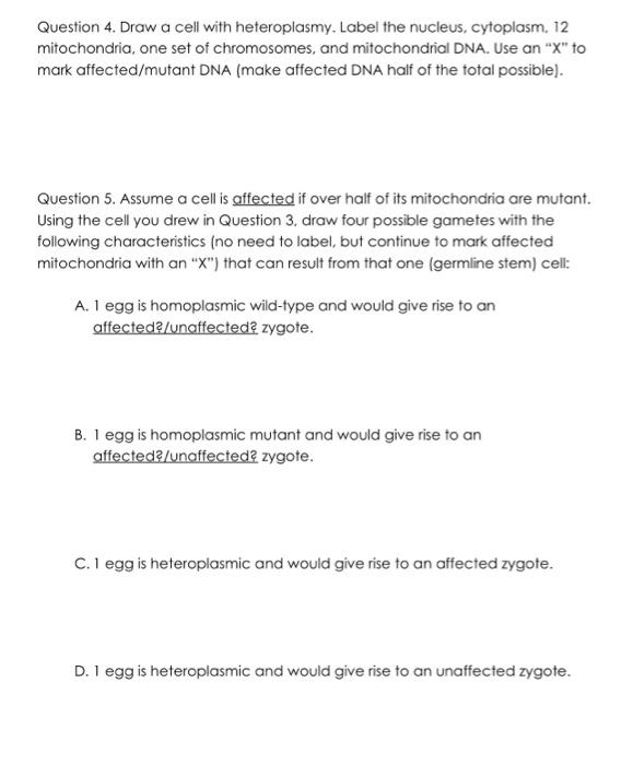Solved Draw a cell with heteroplasmy. Label the nucleus, | Chegg.com
