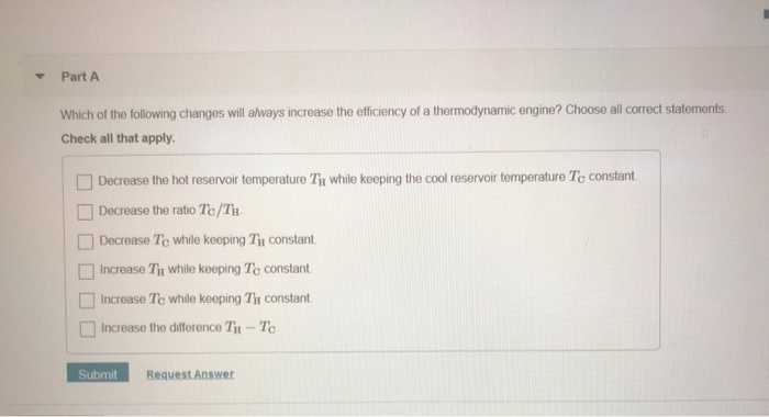 Solved Part A Which of the following changes will always | Chegg.com