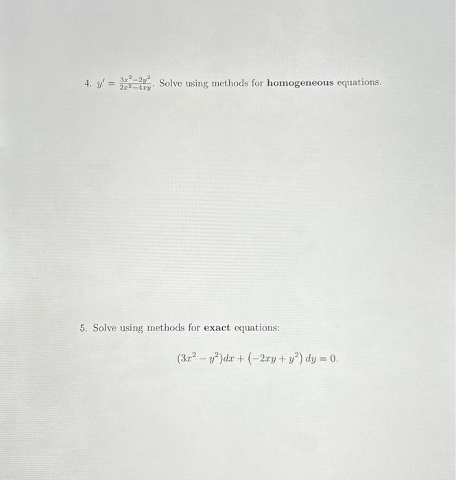 Solved Differential Equations: PLEASE HELP4. solve using the | Chegg.com