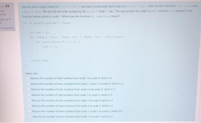 Solved 24 Word Assume That A Singly Linked List 1 2 3 4 5