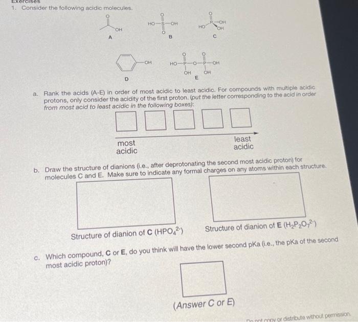 Solved 1. Consider the following acidic molecules. A B C a. | Chegg.com