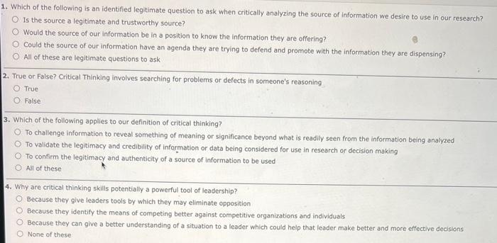 1. Which of the following is an identified legitimate | Chegg.com