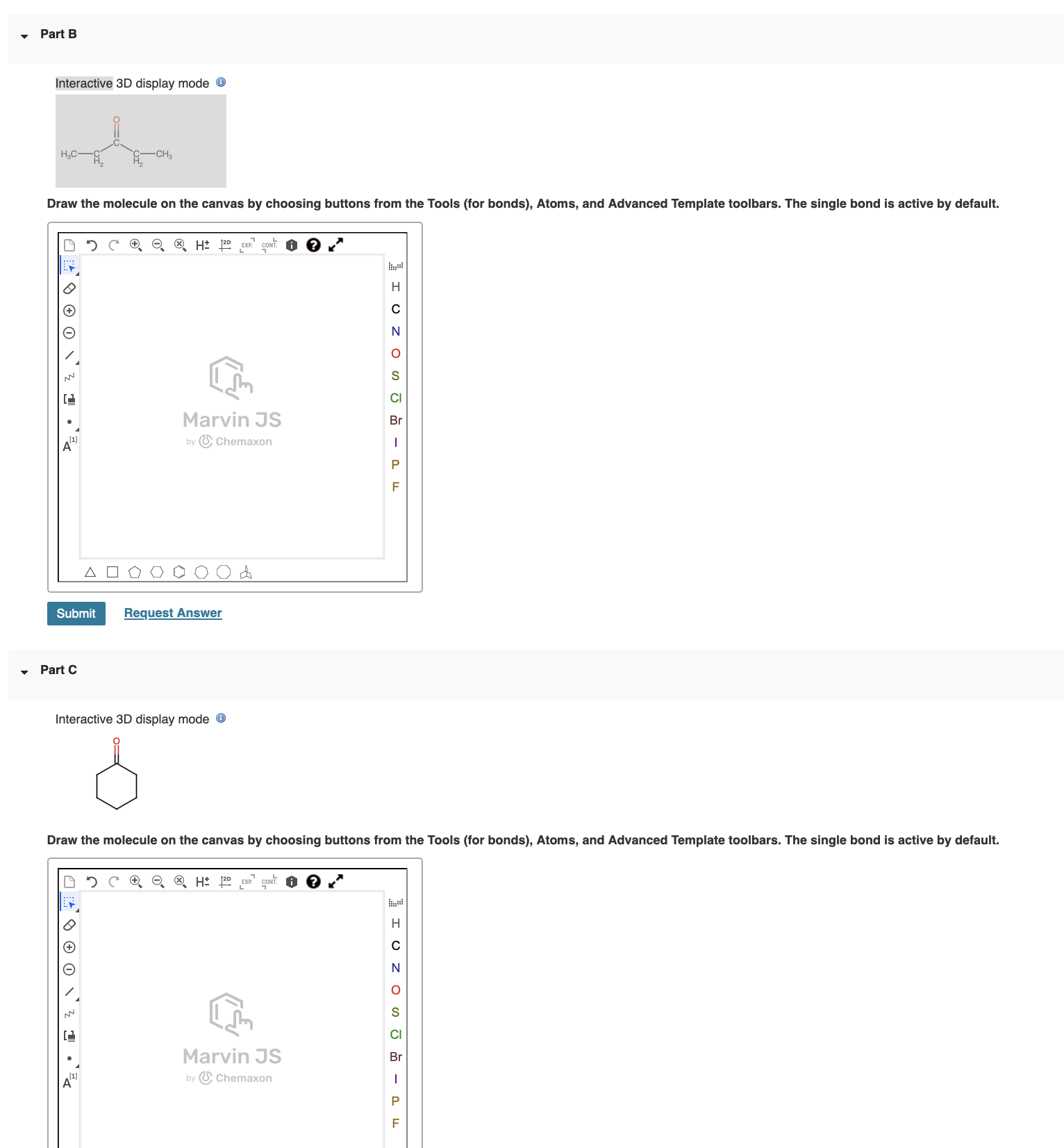 Interactive 3D display mode (1)Draw the molecule on | Chegg.com