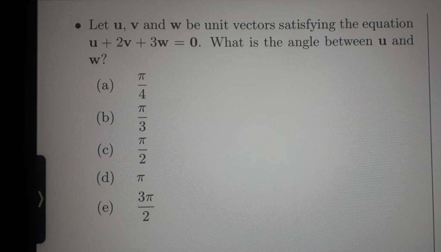 Solved - Let u,v and w be unit vectors satisfying the | Chegg.com
