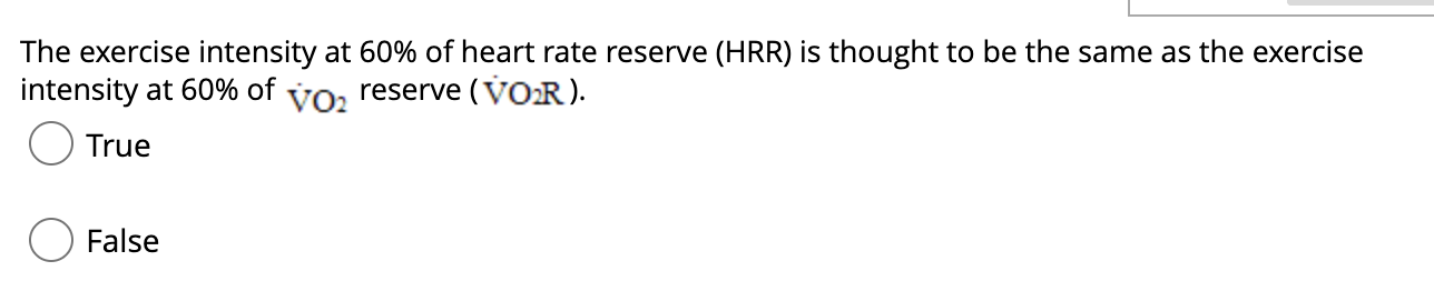Solved The exercise intensity at 60% of ﻿heart rate reserve | Chegg.com