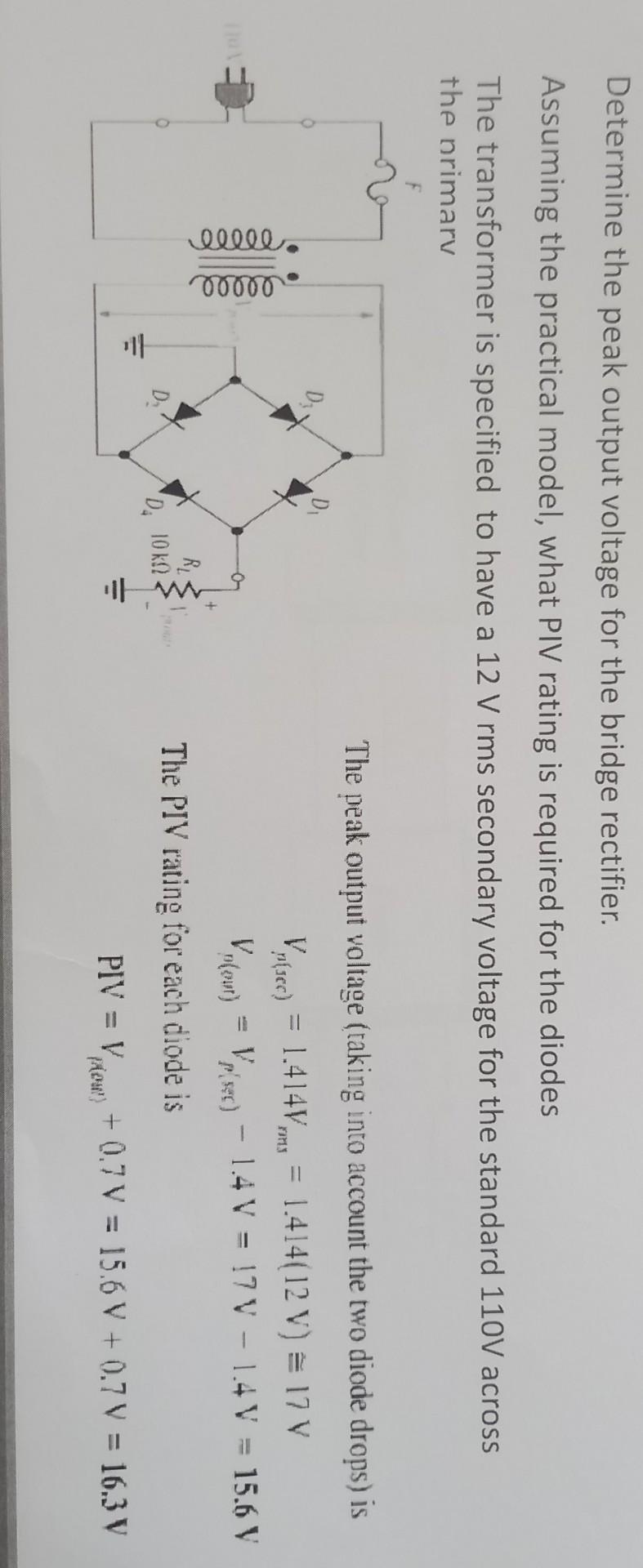 Solved Determine the peak output voltage for the bridge | Chegg.com