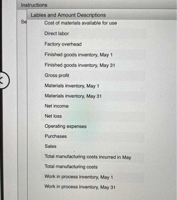Solved Instructions Manufacturing income statement, | Chegg.com