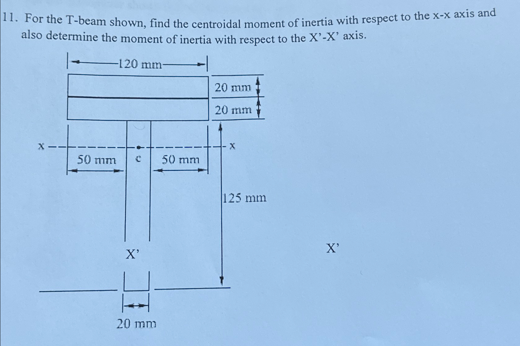 Solved For the T-beam shown, find the centroidal moment of | Chegg.com